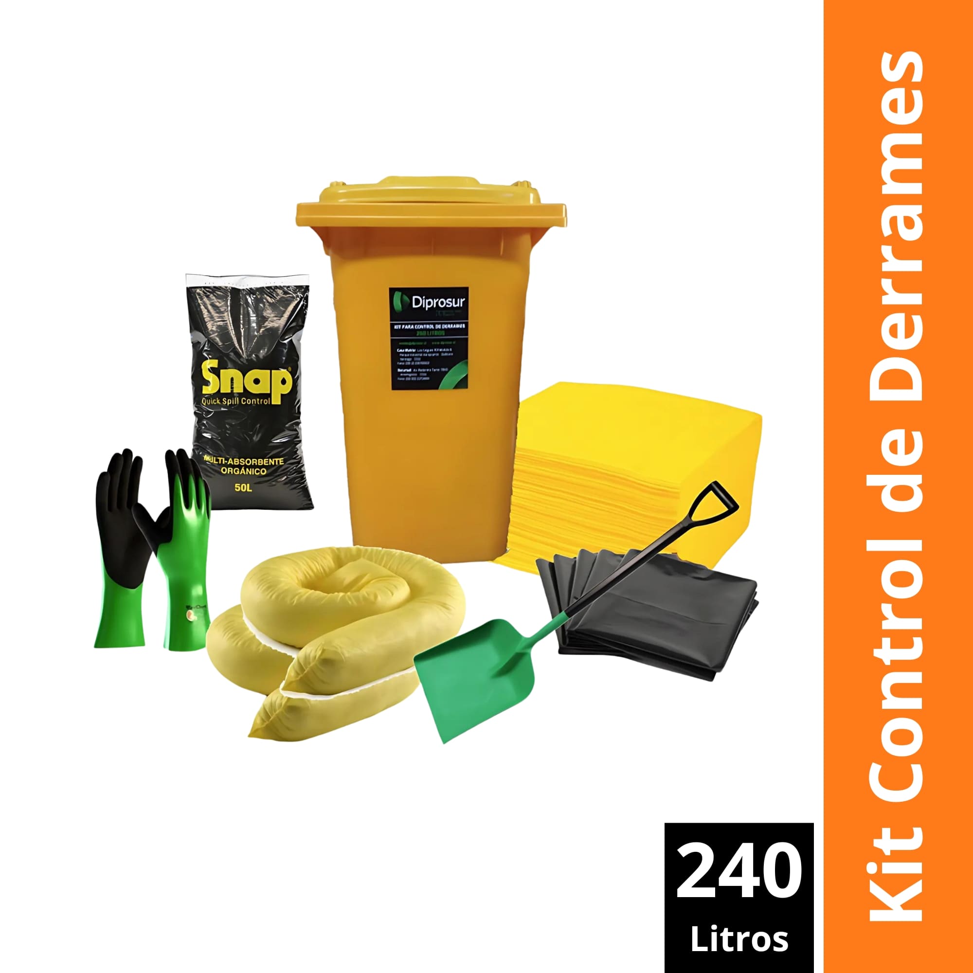 Kit Control de Derrames 240 Litros - Diprosur - Paños de Limpieza ...